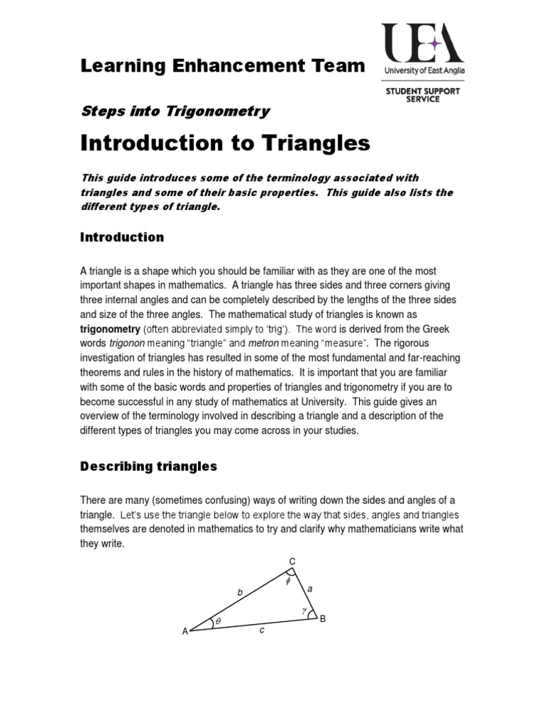 Introduction To Triangles | PDF | Triangle | Trigonometric Functions