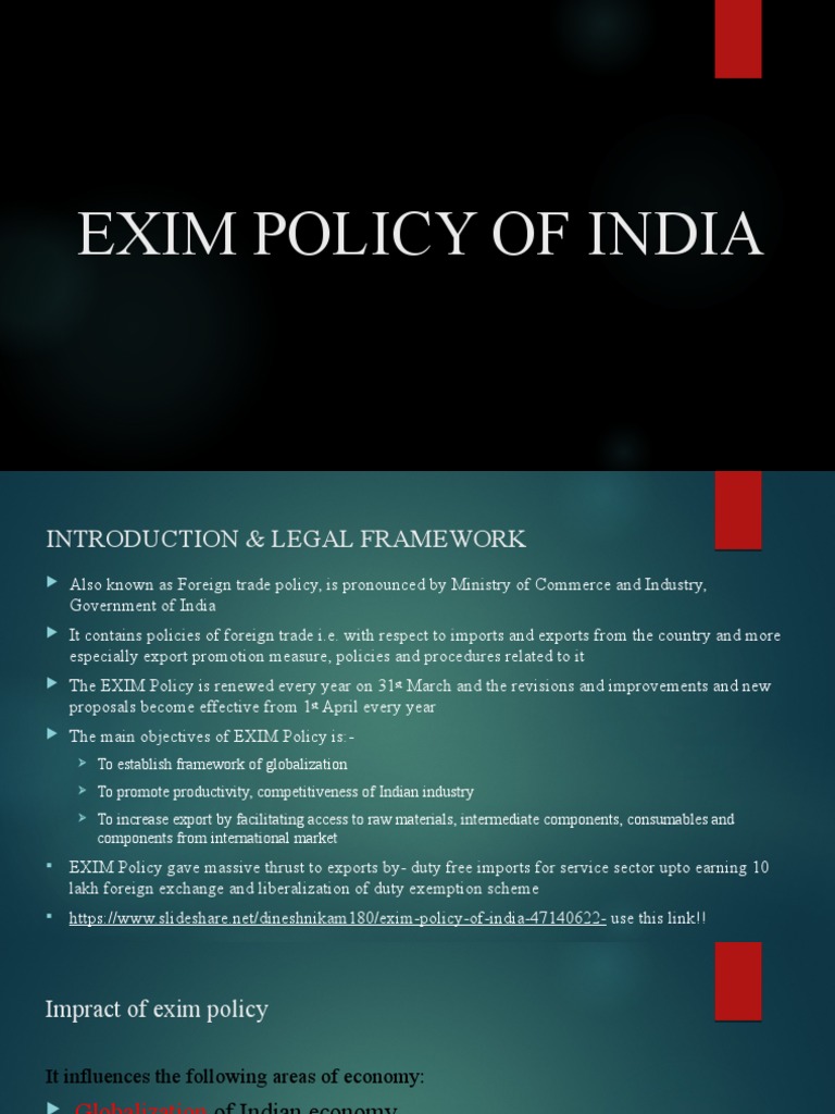 Exim Policy of India | PDF | Capital Account | Exports