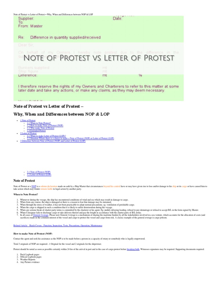Understanding the Differences Between Notes of Protest and Letters of ...
