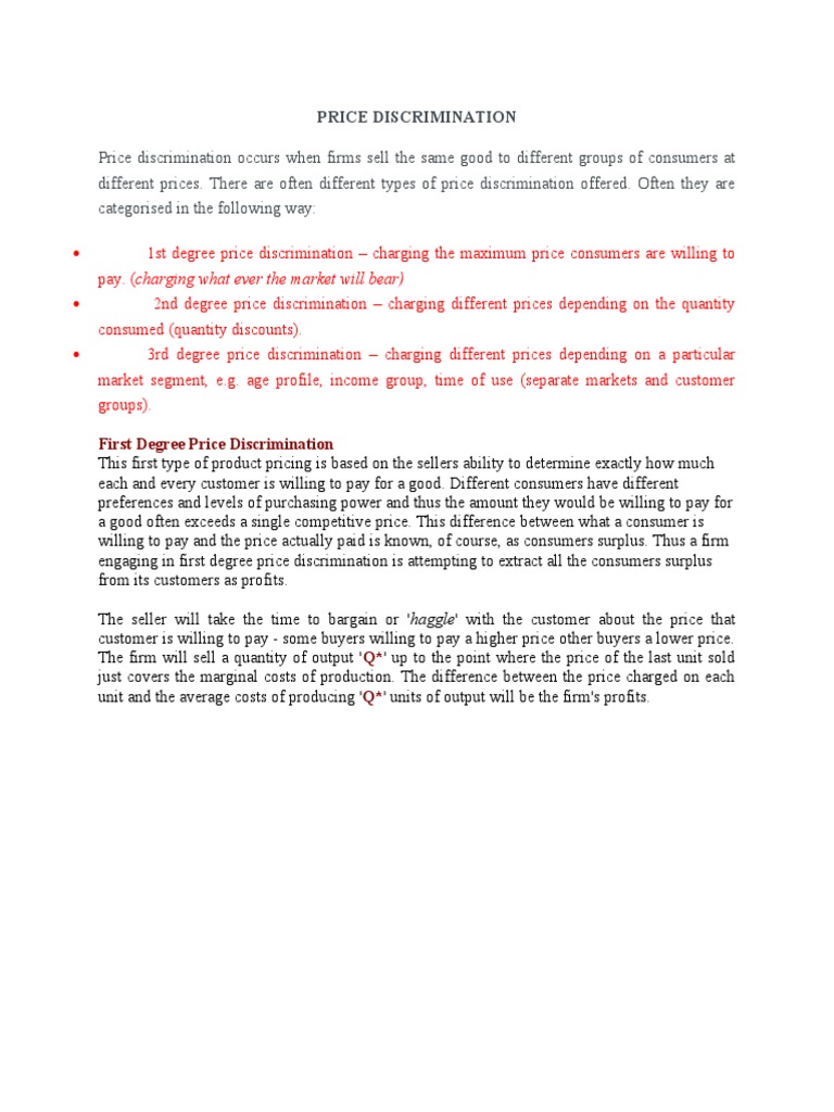 Price Discrimination | PDF | Price Discrimination | Prices