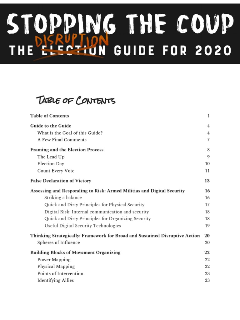Stopping The Coup - The 2020 Guide | PDF | Voting | Electoral Fraud