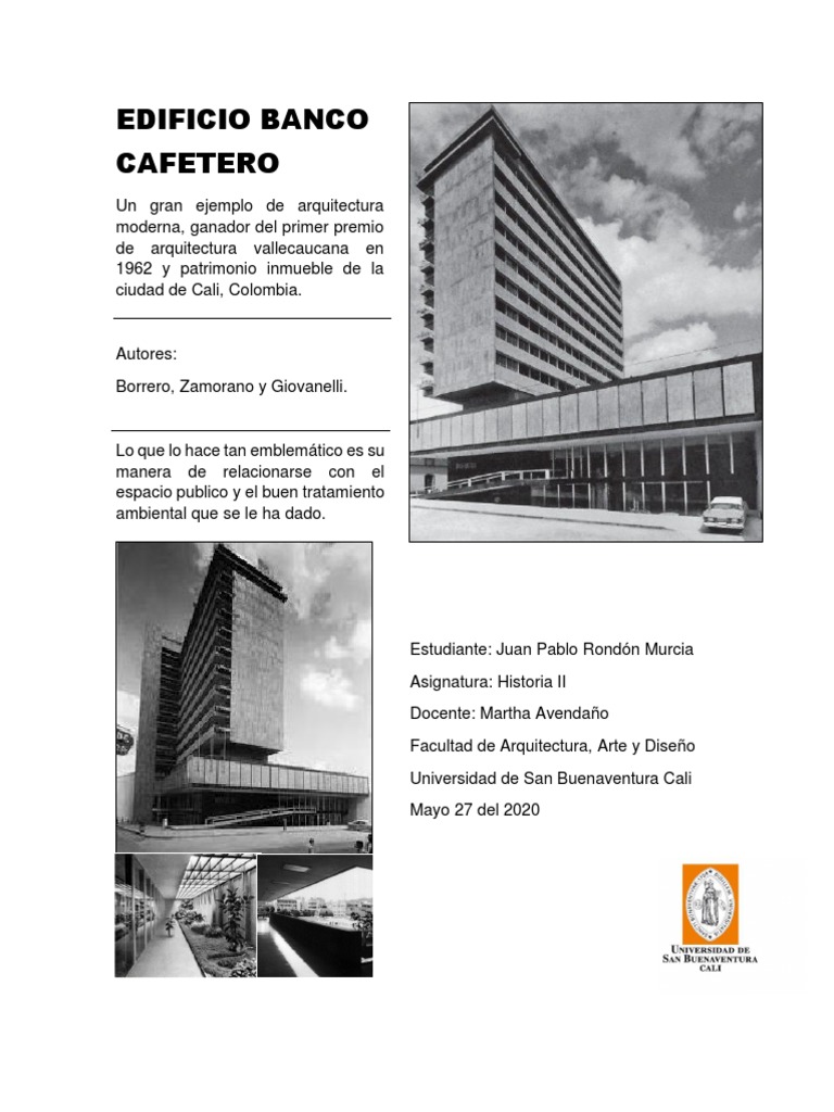 Edificio Banco Cafetero: Patrimonio Moderno | PDF | Ventana | Sectores ...