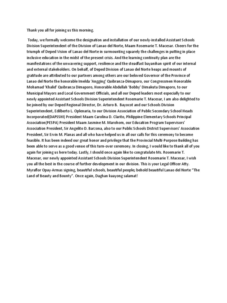 Closing Remarks | PDF | Philippines | Government