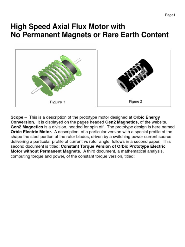 R High Speed Axial Flux Moto With No Permanent Magnets or Rare Earth ...