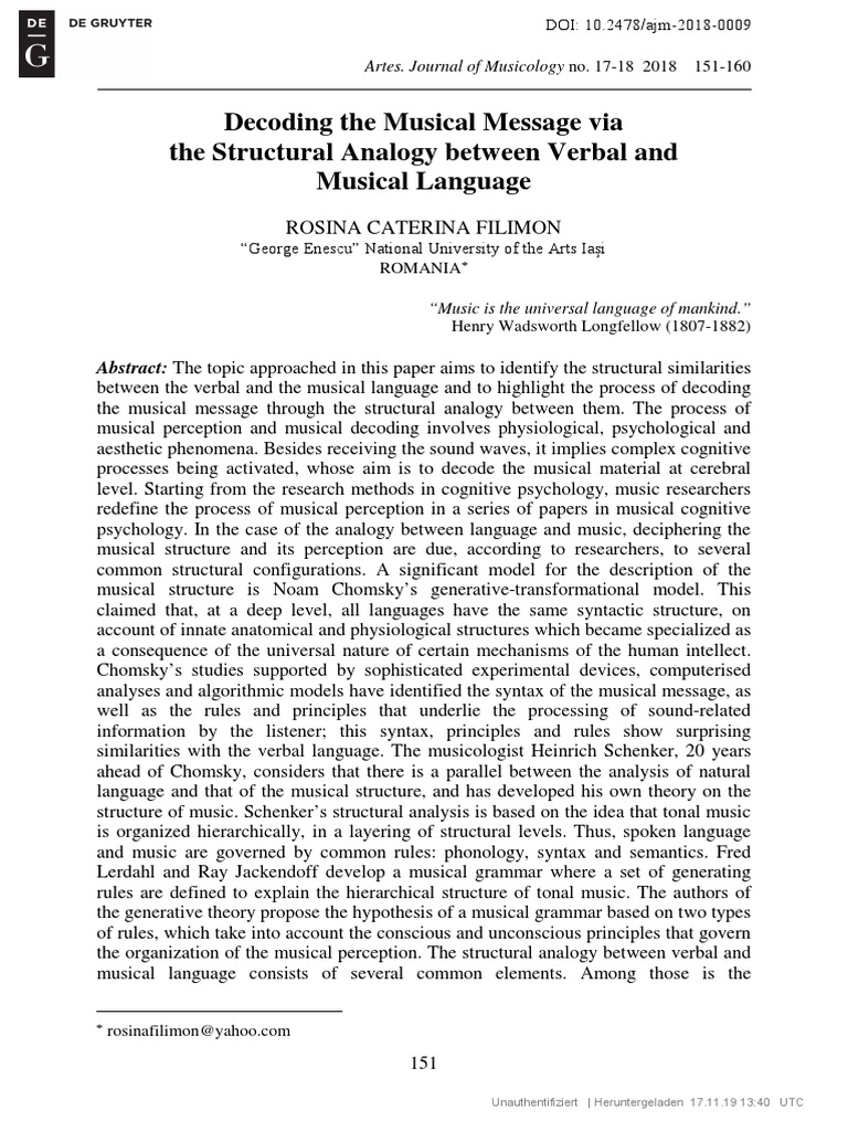 (25588532 - Artes. Journal of Musicology) Decoding The Musical Message ...