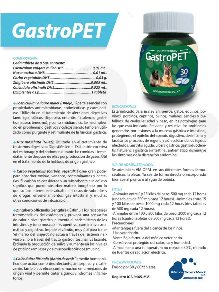 Homeo GASTROPET | PDF | Hinojo | Diarrea