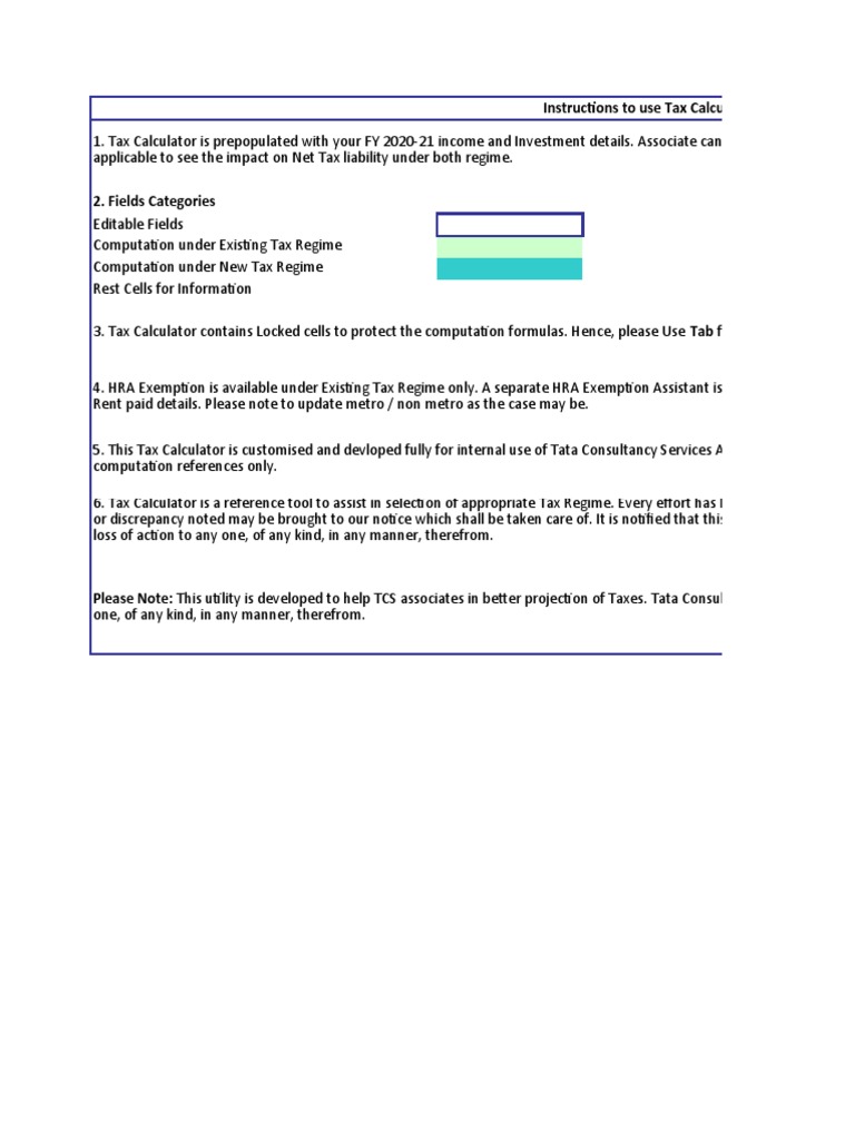 Instructions To Use Tax Calculator | PDF | Employee Benefits | Taxes