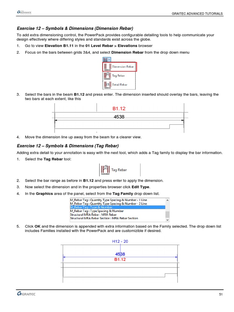 Exercise 12 - Symbols & Dimensions (Dimension Rebar) : Graitec Advanced ...