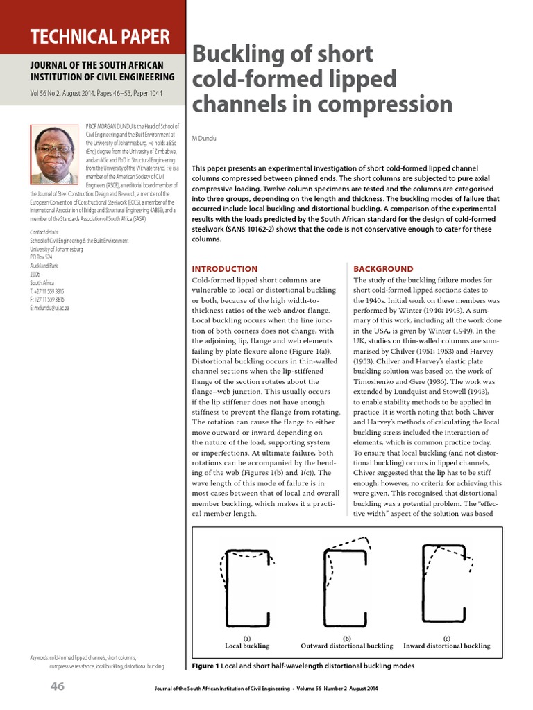 Buckling of Short Cold Formed Lipped Channels in Compression | PDF ...