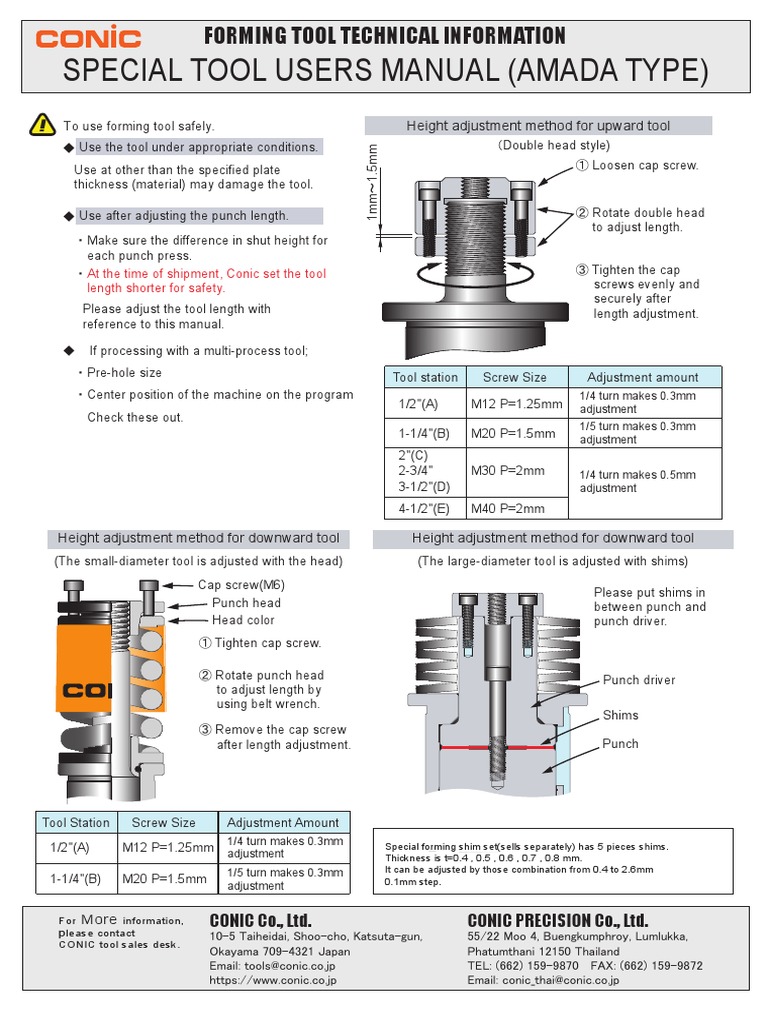 Special Tool Users Manual (Amada Type) : Forming Tool Technical ...