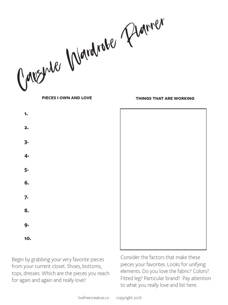 Capsule Wardrobe Planner PDF | Download Free PDF | Clothing | Fashion