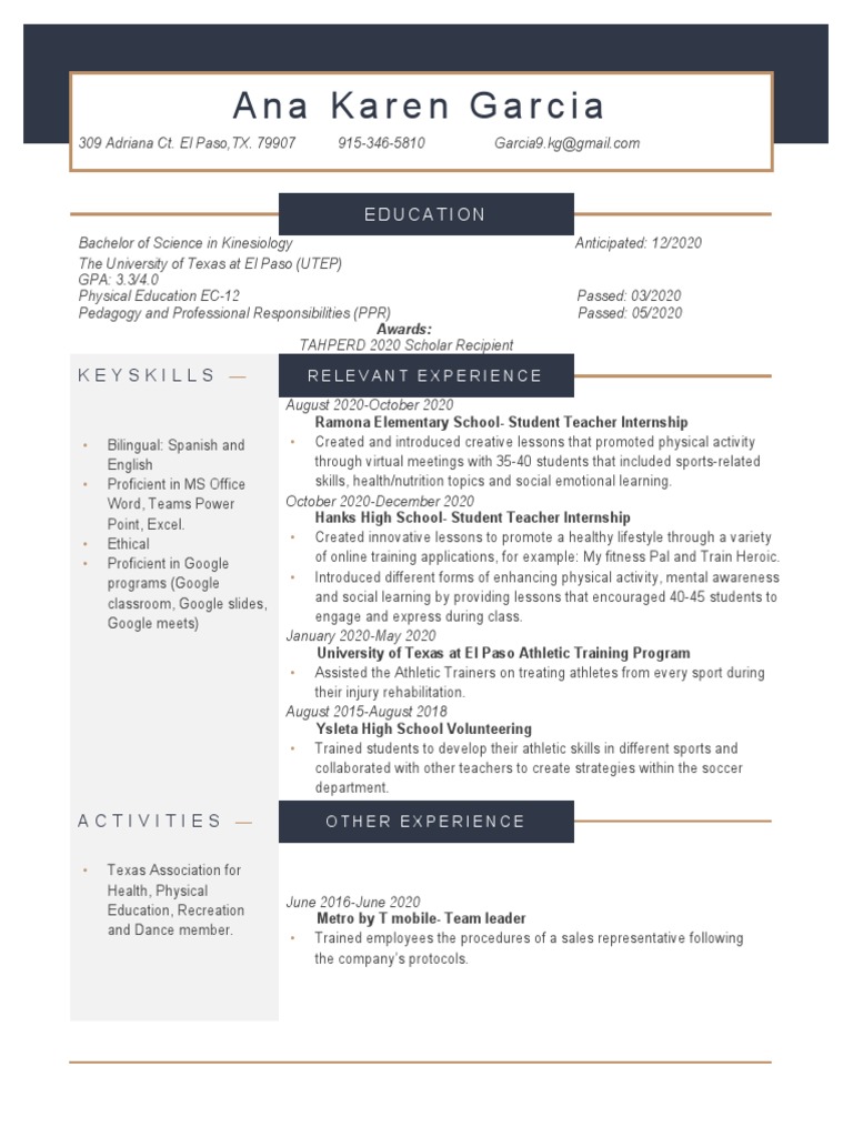 Resume Karen | PDF | Teachers | Education Theory