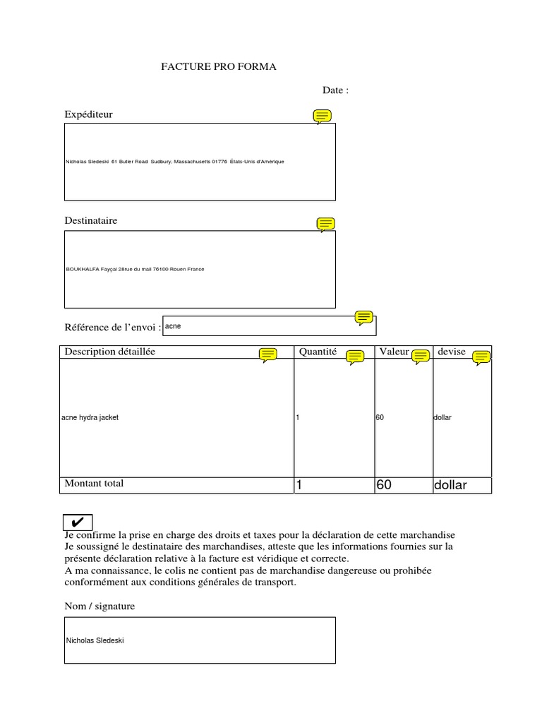 Facture Proforma Model | PDF