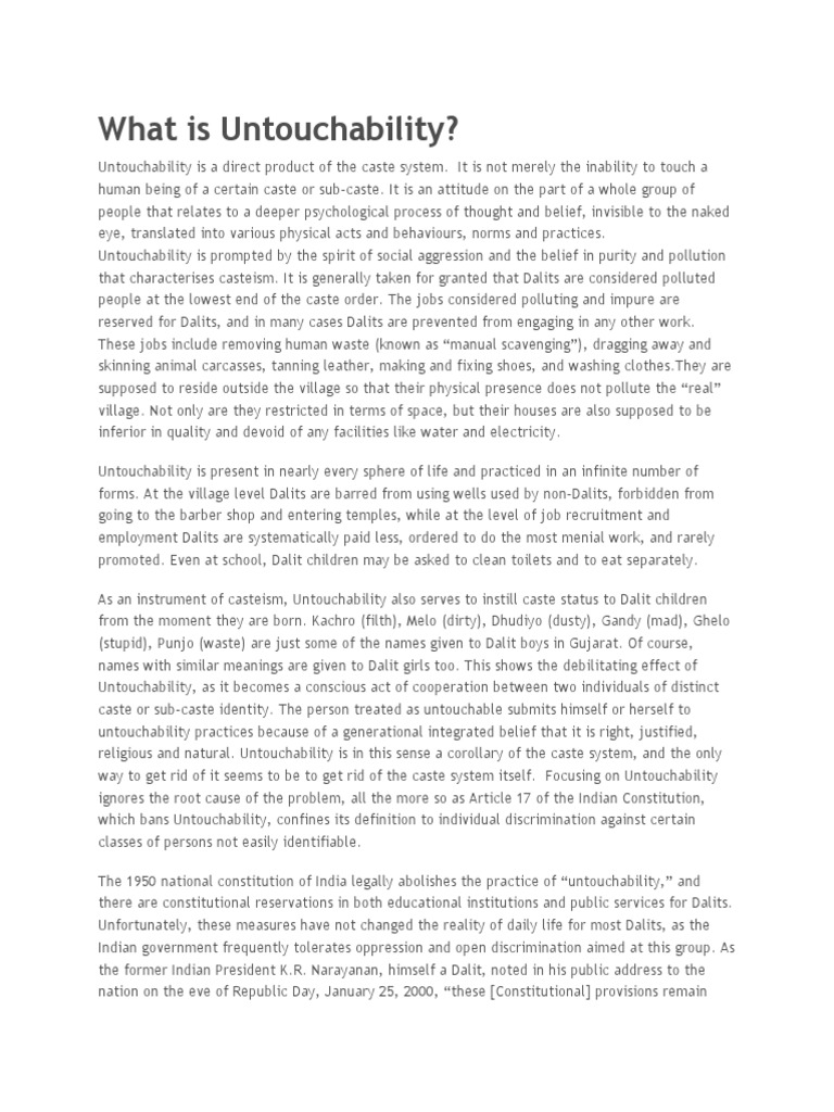 What Is Untouchability | PDF | Dalit | Caste