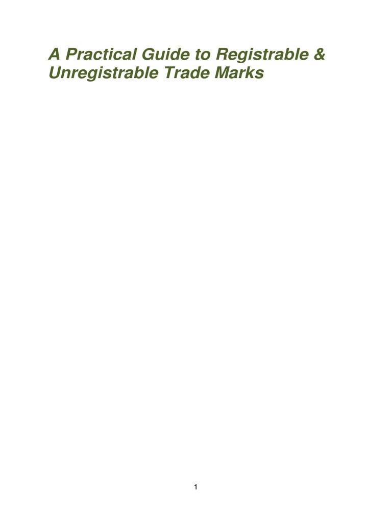 A Practical Guide To Registrable and Unregistrable Trade Marks | PDF