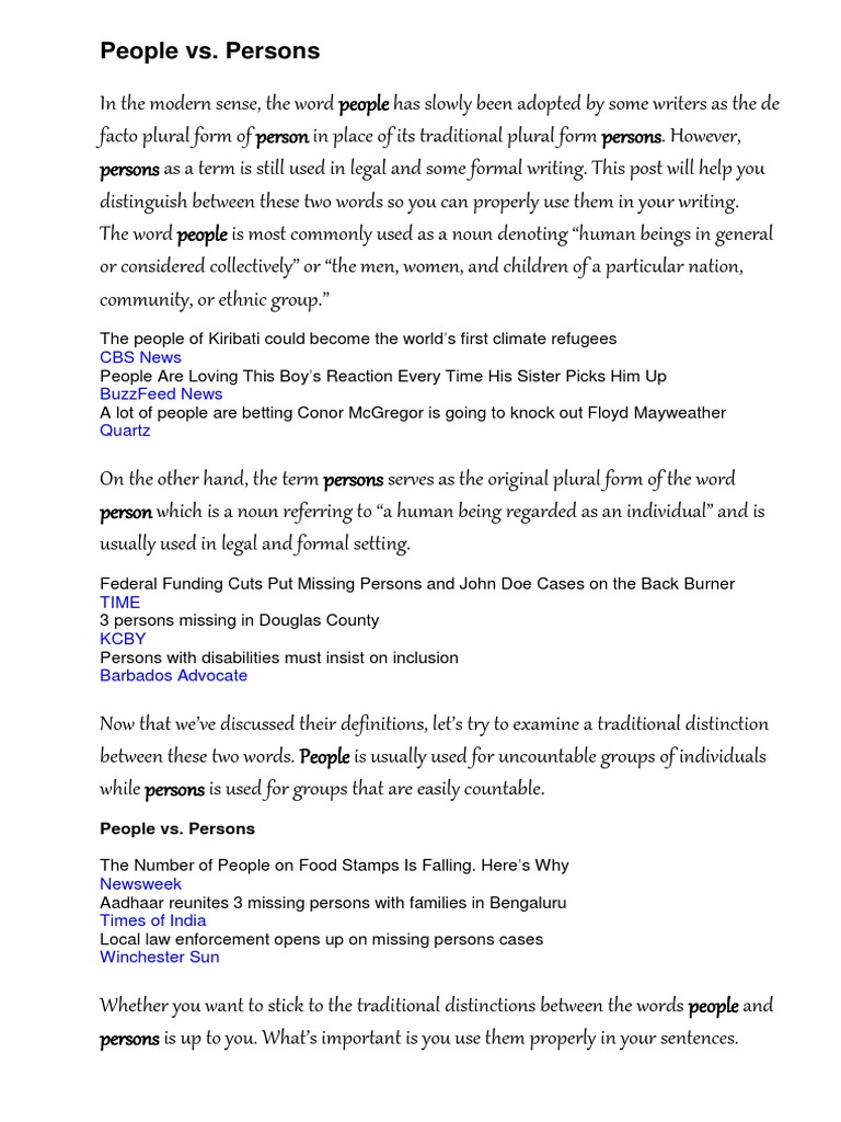 People vs. Persons | PDF