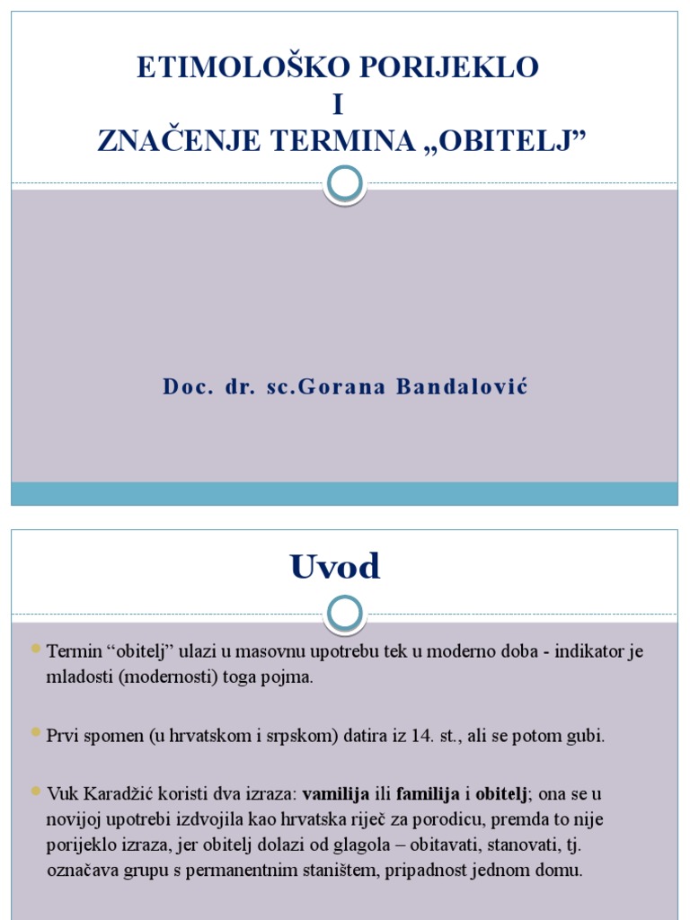 Etimologija Riječi Obitelj - Funkcije Obitelji | PDF
