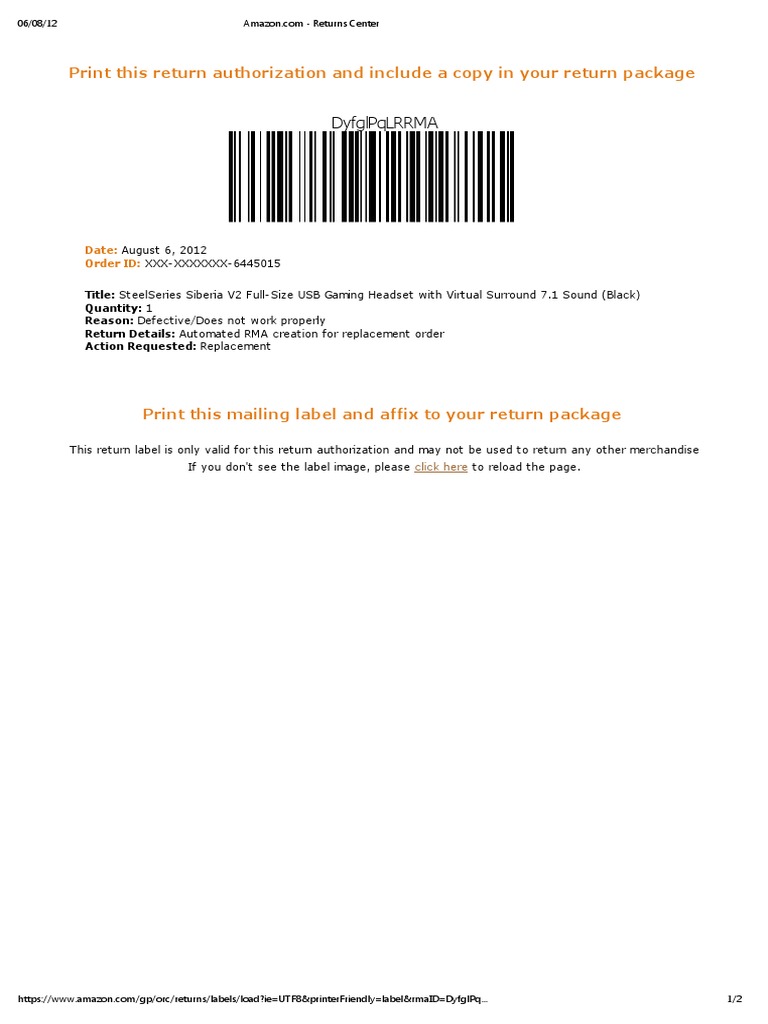 Returns Center | PDF