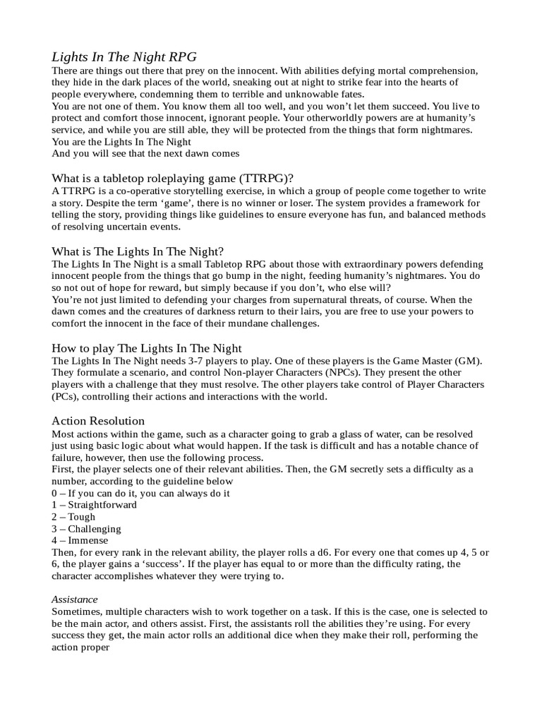 Lights in The Night RPG: What Is A Tabletop Roleplaying Game (TTRPG ...