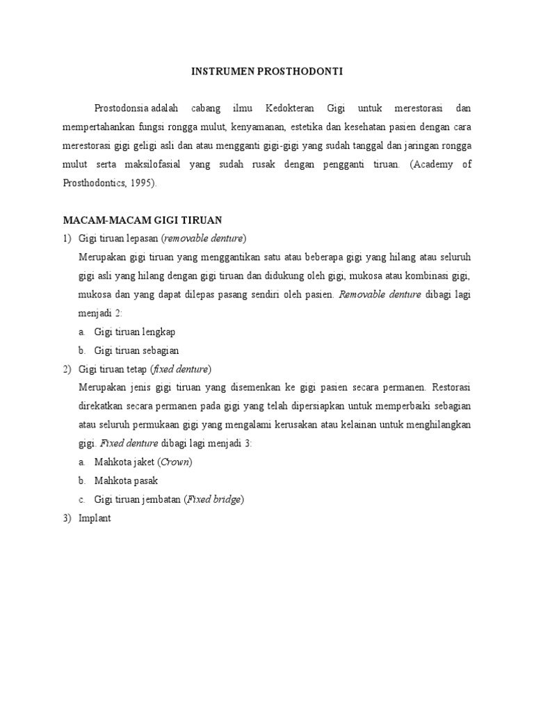 Instrumen dalam Prostodonsia | PDF | Teknologi & Rekayasa