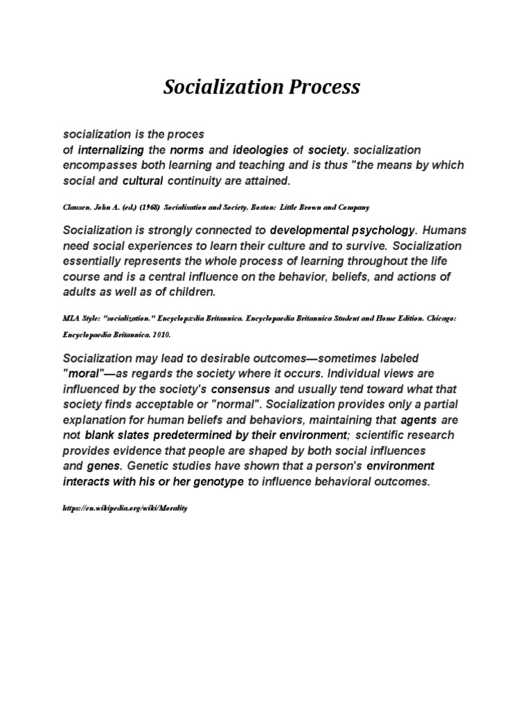 Socialization Process | PDF | Socialization | Behavioural Sciences