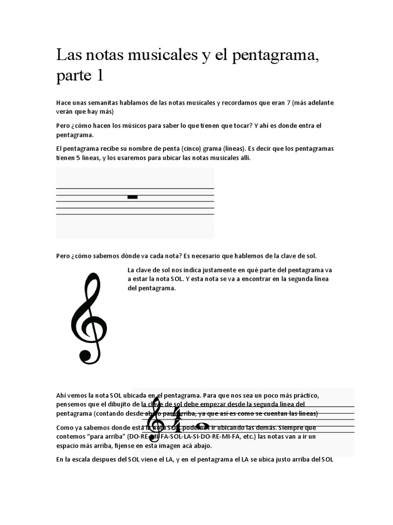 Las Notas Musicales y El Pentagrama, Parte 1 | PDF