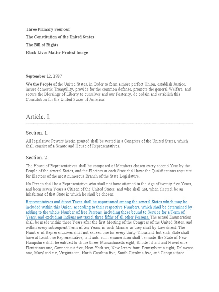 Primay Sources For Lesson | PDF | U.S. State | Article Two Of The ...
