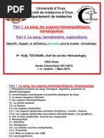 Cours de Physiologie Sanguine | PDF | Globule rouge | Sang