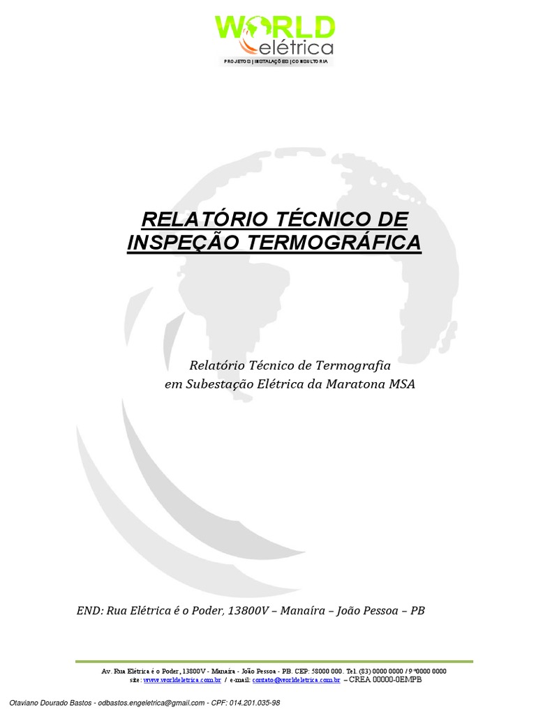Modelo de Relatório Técnico Termográfico | PDF | Potência (Física ...
