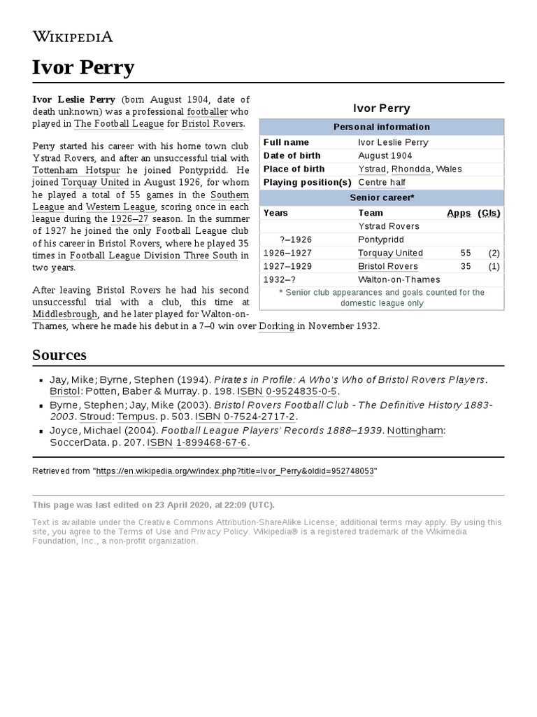 Ivor Perry | PDF | Social Information Processing | Association Football
