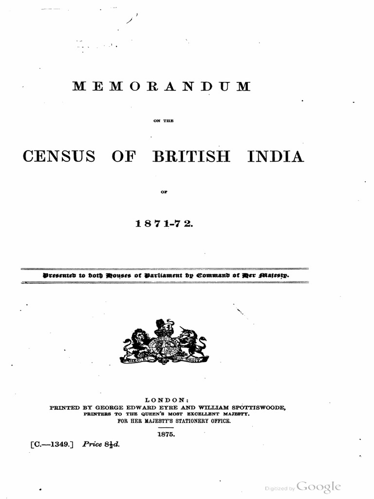 Complete Census British India 1871 PDF | PDF