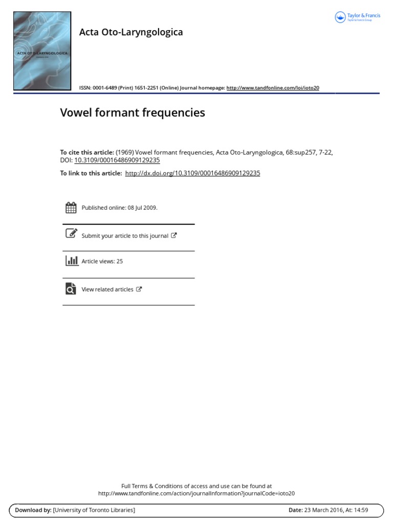 Vowel Formant Frequencies | Download Free PDF | Standard Deviation | Vowel
