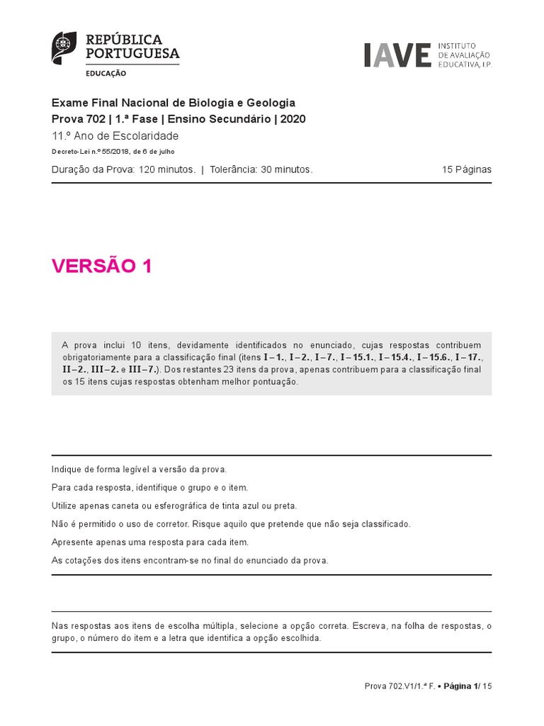 Prova Final Nacional de Biologia e Geologia: Título conciso que resume o conteúdo | PDF | Vulcão ...