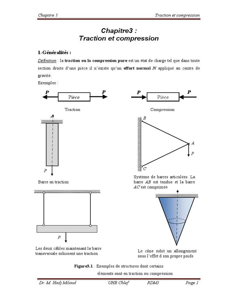 Traction et Compression en RDM | PDF | Élasticité (Physique) | Résistance des matériaux