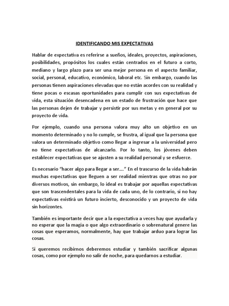 Identificando Mis Expectativas | PDF
