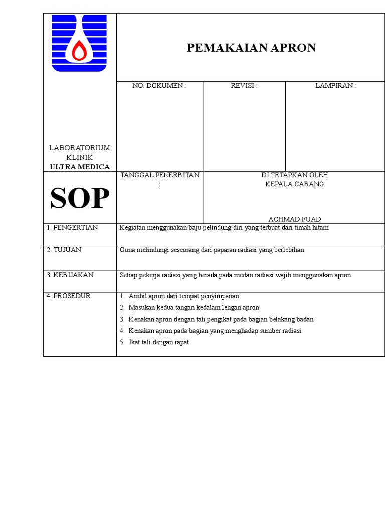 SOP Pemakaian Apron | PDF