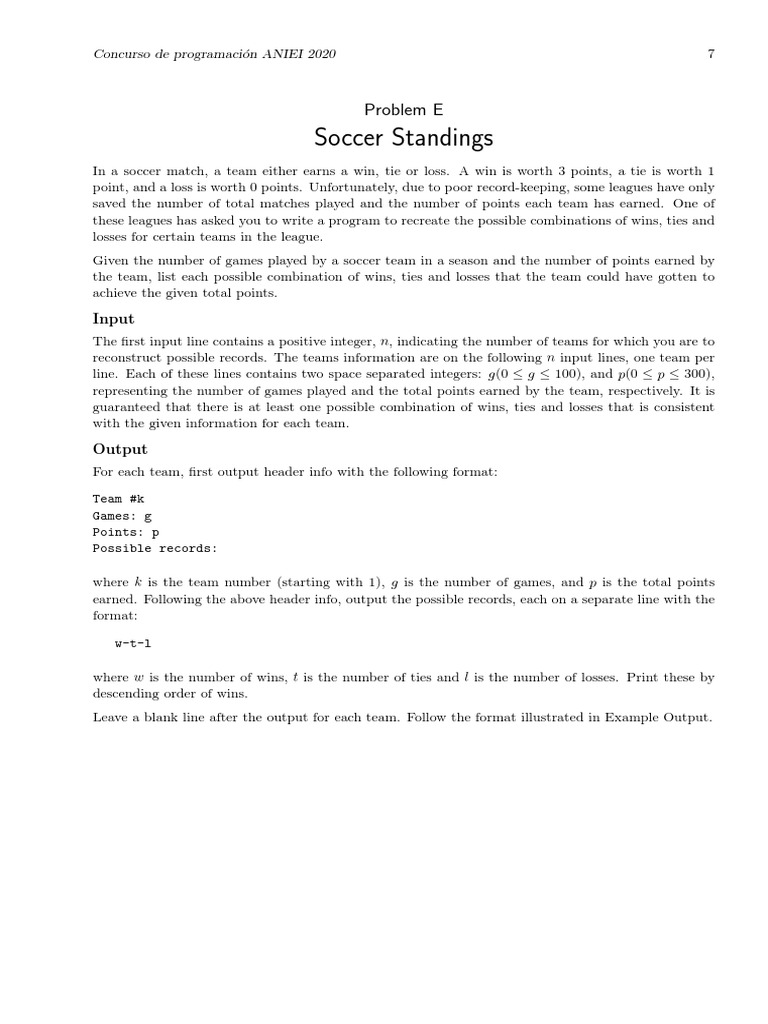 Soccer Standings: Problem E | PDF | Theoretical Computer Science ...