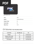 2022 FOX Fork Oil Volume Chart | PDF | Motor Vehicle