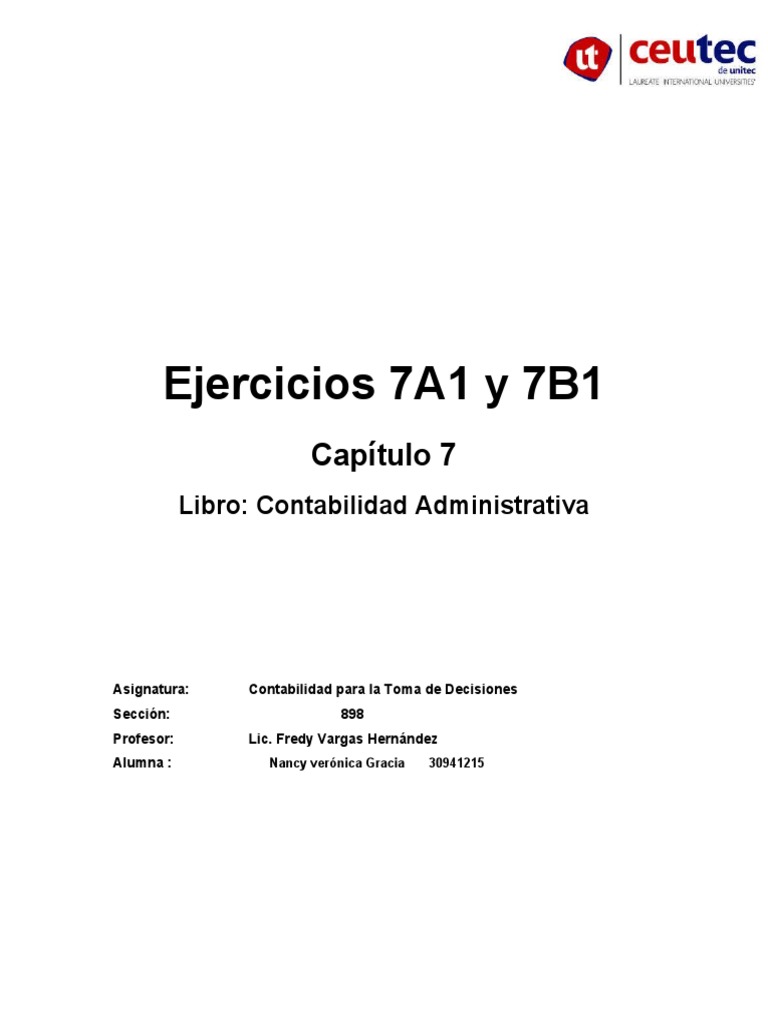 Ejercicios 7A1 y 7B1: Capítulo 7 | PDF | Presupuesto | Interés