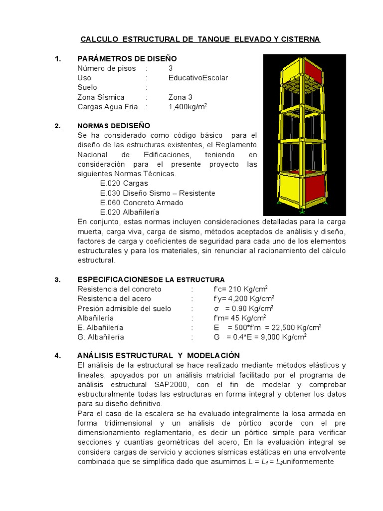 Cálculo Estructural Tanque Elevado | PDF | Hormigón | Construyendo tecnología