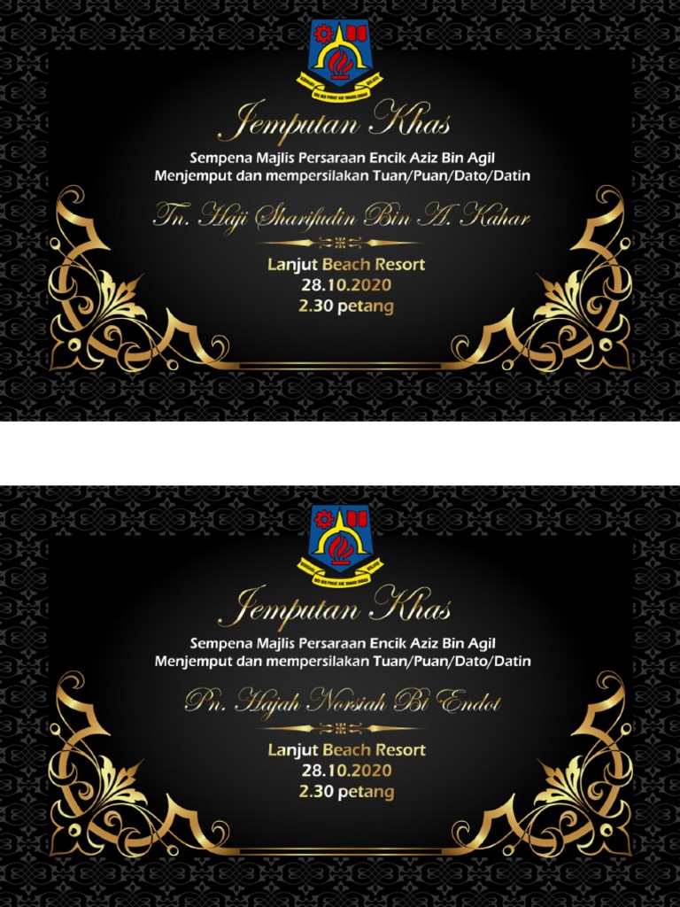 Kad Jemputan VIP (Depan) | PDF