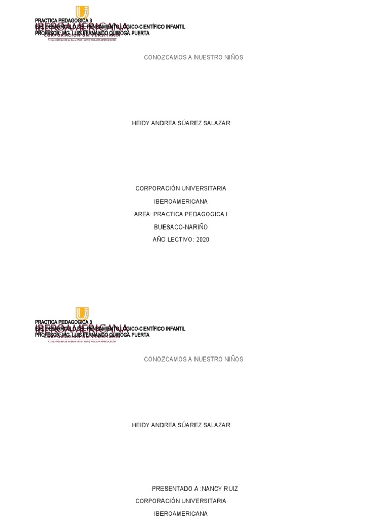 Practica Pedact 2 Conozcamos A Nuestros | PDF | Aprendizaje | Plan de ...