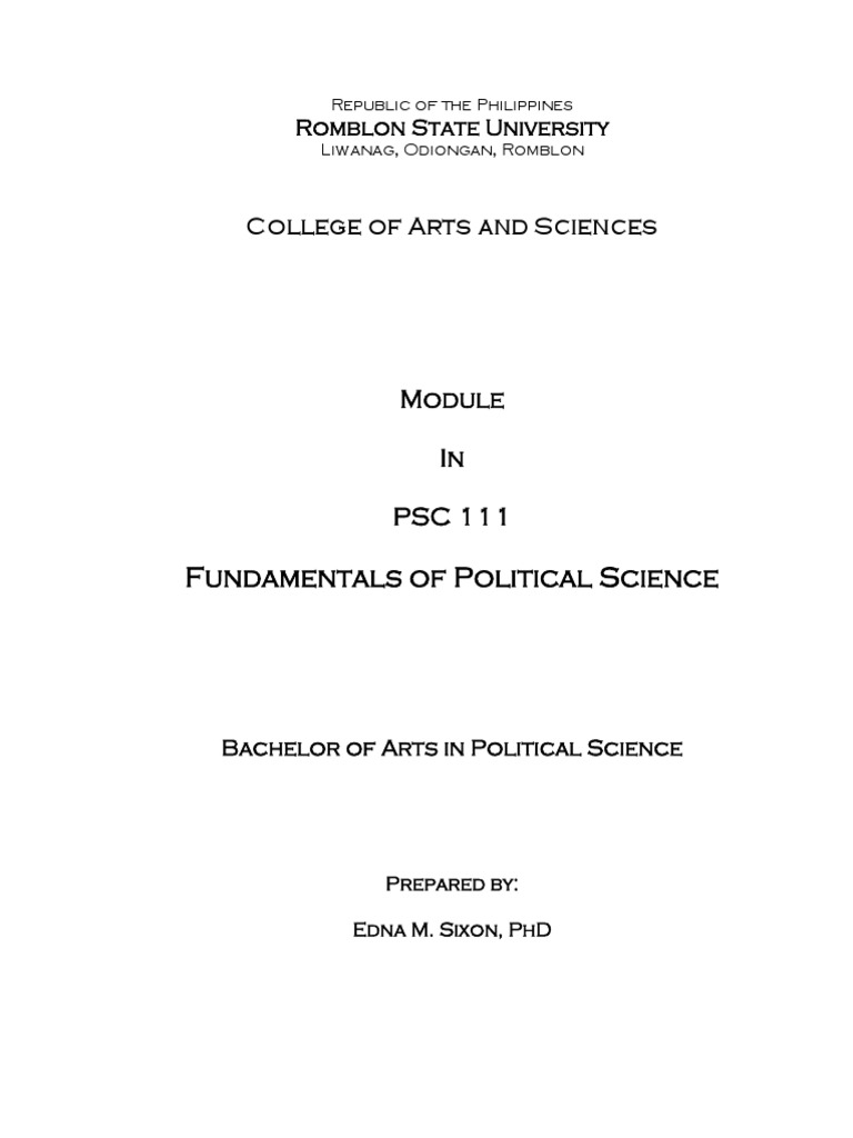 Module on Fundamentals of Political Science for Bachelor of Arts in ...