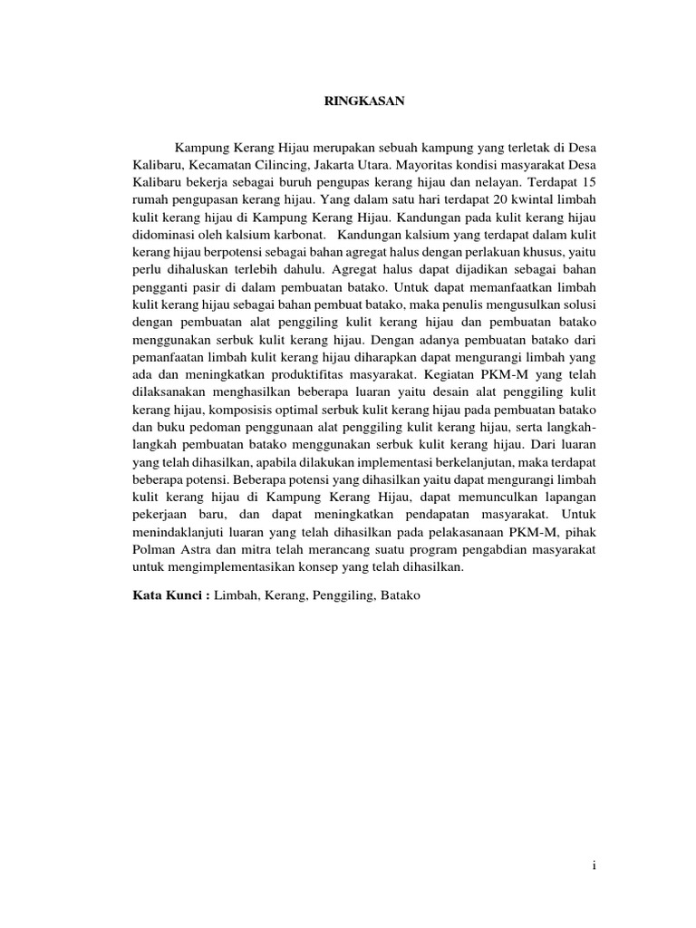 Laporan Kemajuan PKM-M 2020 | PDF