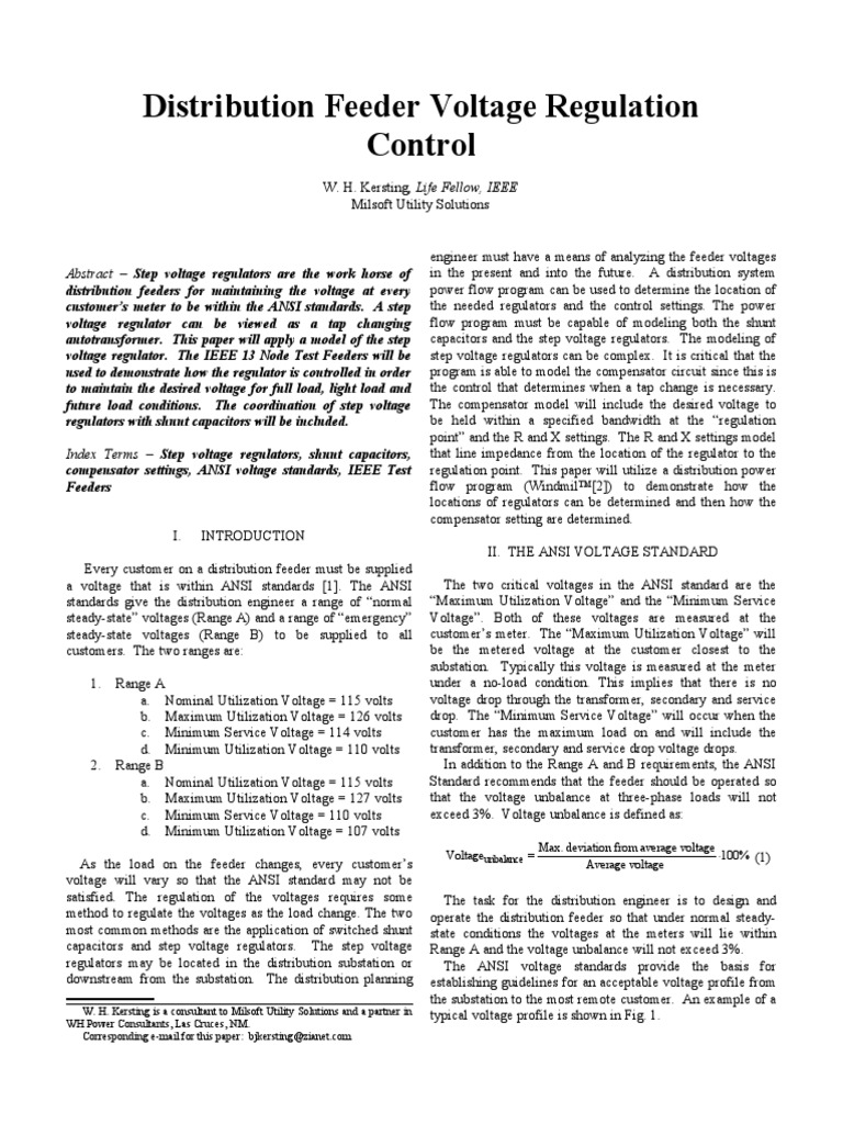 Distribution Feeder Voltage Regulation Control: Abstract - Step Voltage ...