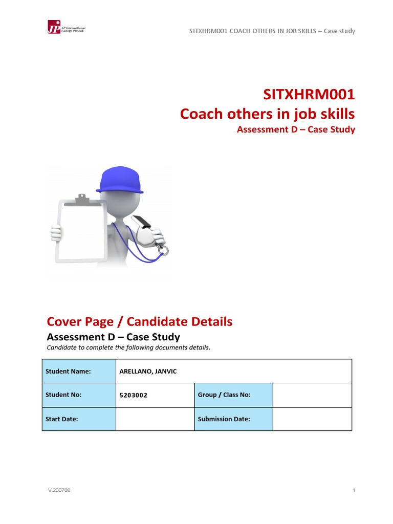 SITXHRM001 Coach Others in Job Skills Assessment D-Case-study | PDF ...