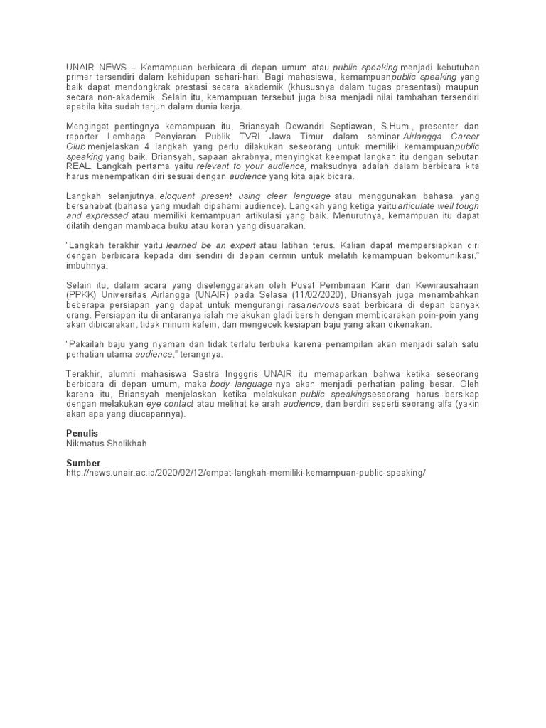 Public Speaking | PDF