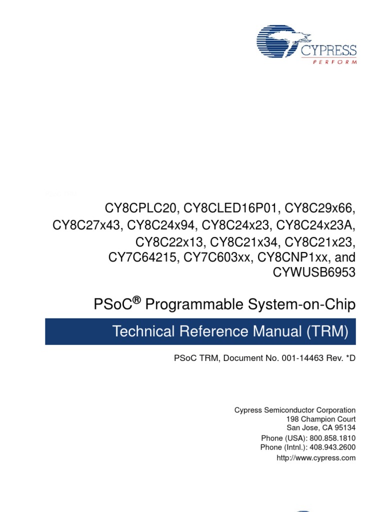 TechnicalReferenceManual CY8C29x66 CY8C27x43 | PDF | Copyright | License