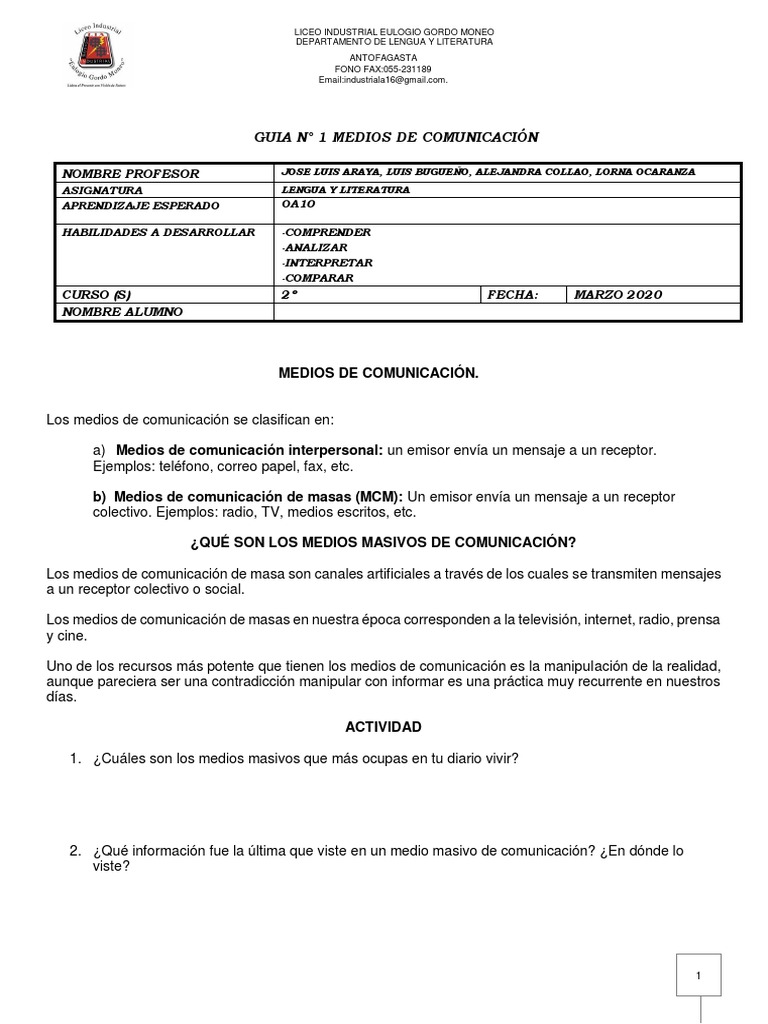 Guía sobre Medios de Comunicación | PDF | Medios de comunicación ...