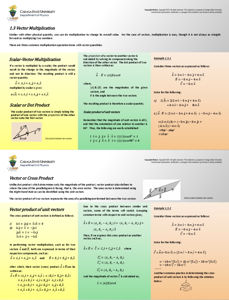 001 Vector Multiplication PDF | PDF | Euclidean Vector | Mathematical Analysis